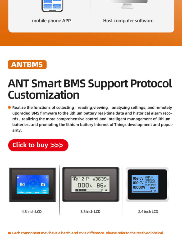 ANT BMS 7S-16S 40A-380A 420A Smart 24V-60V Lifepo4 li-ion LTO Battery ...